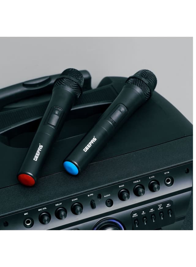 Geepas Rechargeable Professional Trolley Speaker With Bluetooth, Led ...