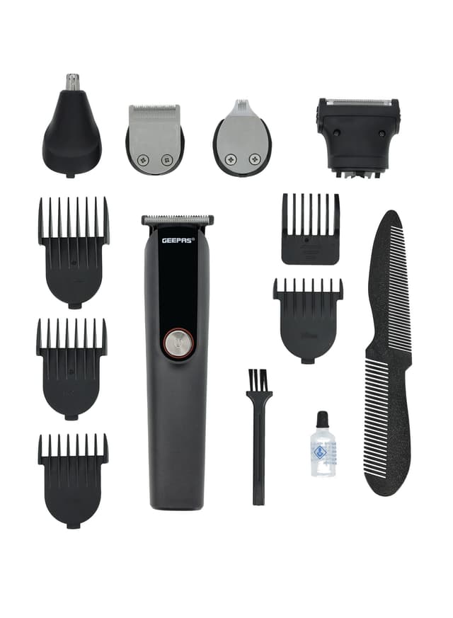 Geepas Digital Rechargeable 11-In-1 Grooming Kit, 4 Combs Nose Trimmer ...
