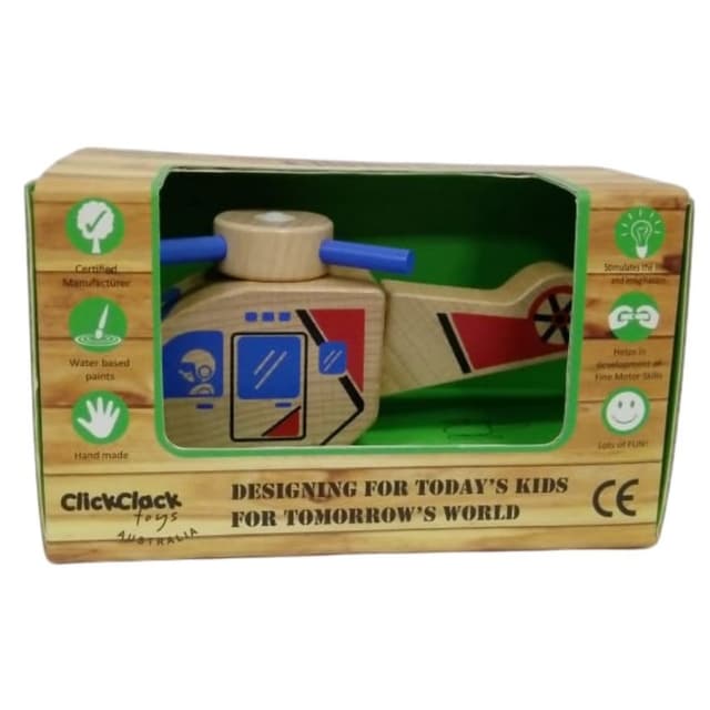 Click Clack - Helicopter Wooden Toy | Jomla.ae