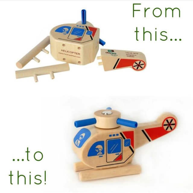 Click Clack - Helicopter Wooden Toy | Jomla.ae