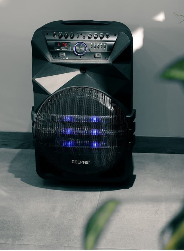 Geepas Rechargeable Professional Trolley Speaker With Bluetooth, Led ...