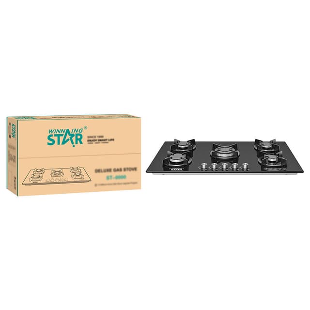 Winning Star ST-5660 Tempered Glass 5 Burner Gas Cook Tops Kitchen ...