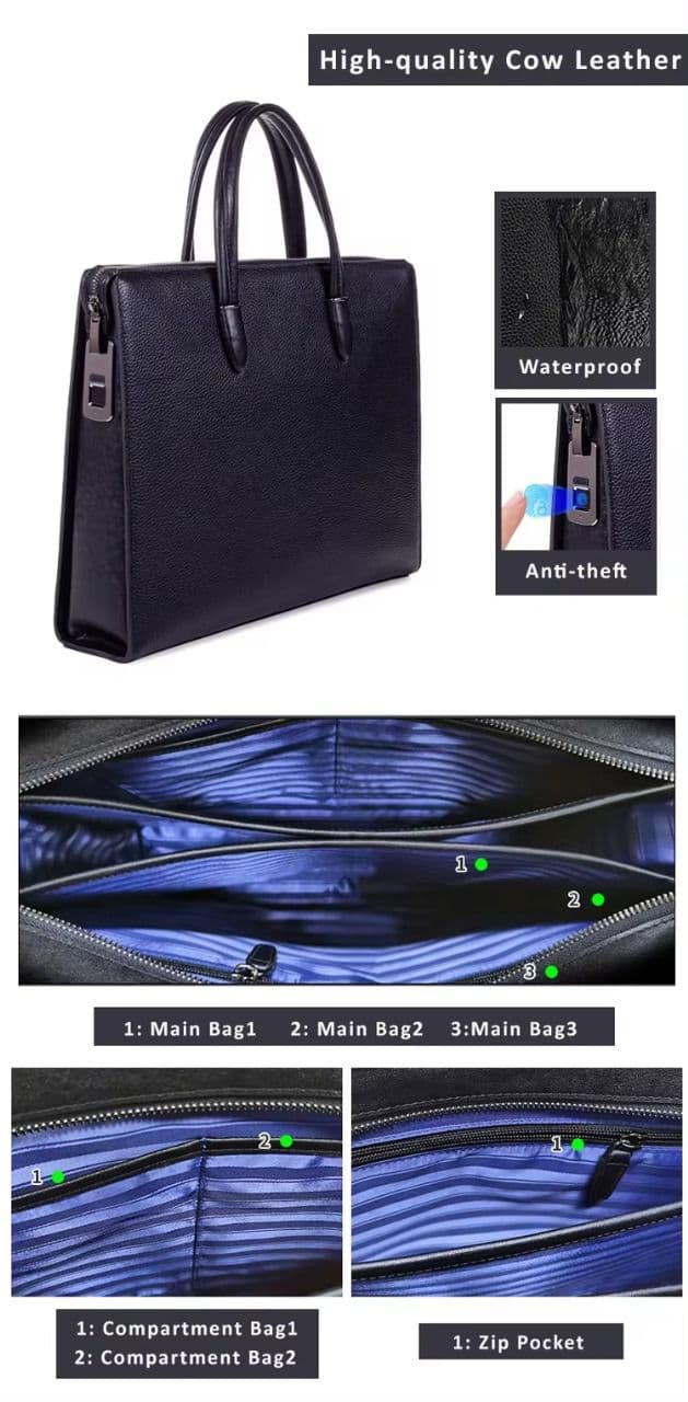 Fingerprint Lock Leather Handbag | Jomla.ae