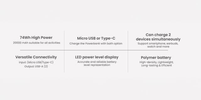 Lazor Vogue PB55: 20000mAh Power Bank with LED Power Level Display ...