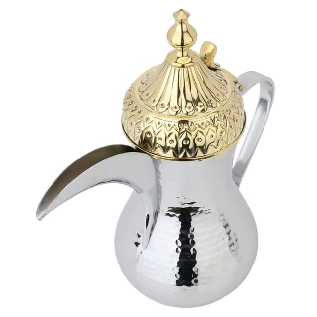 Al Saif Gallery India Indian Dallah Large Silver With Embossed Gold ...