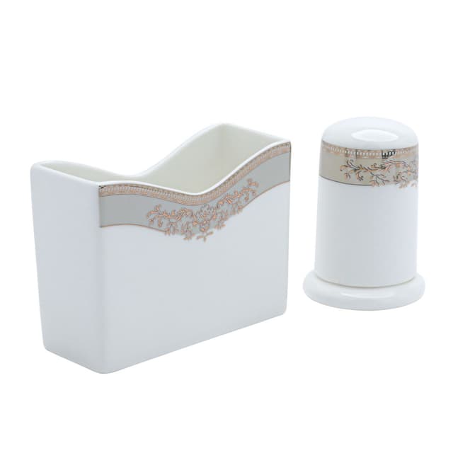 Al Saif Gallery Luxurious White Porcelain Dining Set 86 Square Pieces ...