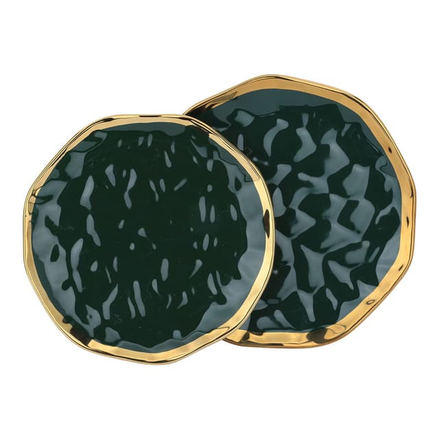 Al Saif Gallery Green Gilded Porcelain Dining Set 24 Pieces | Jomla.ae