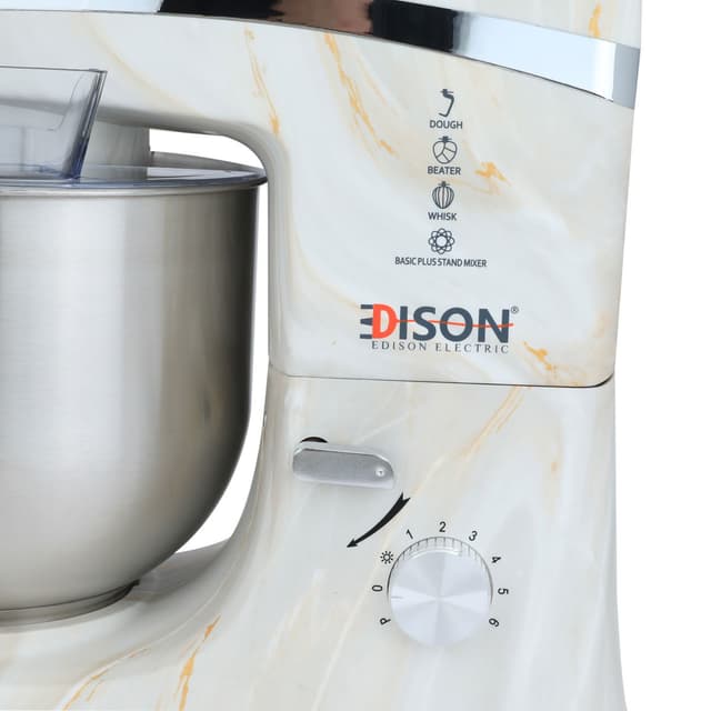 Edison Basic Plus Stand Mixer, Led Lighting, Gray Marble, Gold, 6.5 ...