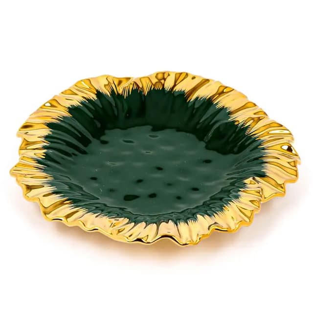 Al Saif Gallery Green Porcelain Solution Serving Plate With Gold 8.75 ...