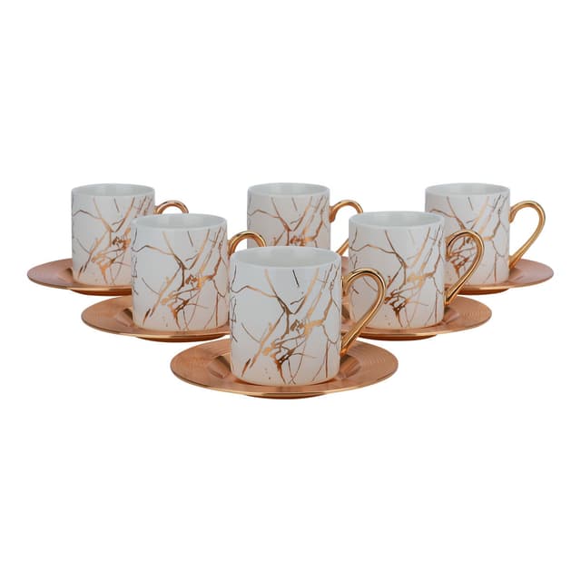 Al Saif Gallery Turkish Coffee Cups White & Seef Gallery Golden Plate ...