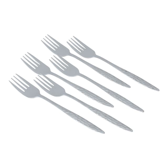 Al Saif Gallery Silver Embossed Steel Sweet Forks 6 Pieces | Jomla.ae