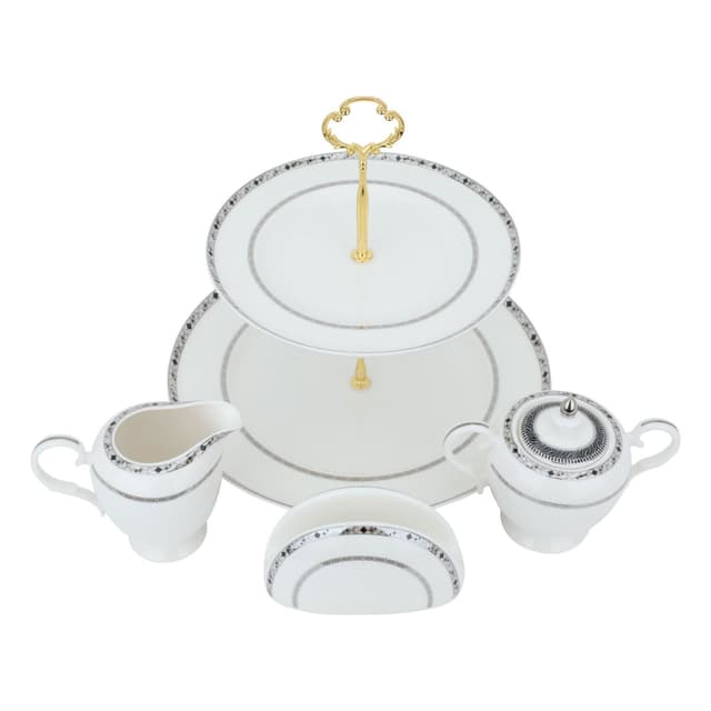 Al Saif Gallery Jasmine Porcelain Black Pattern Dining Set 65 Pieces ...