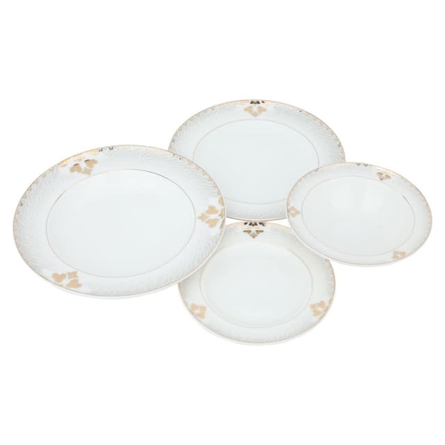 Al Saif Gallery Jasmine Porcelain Dining Set Gold Pattern65 Pieces ...