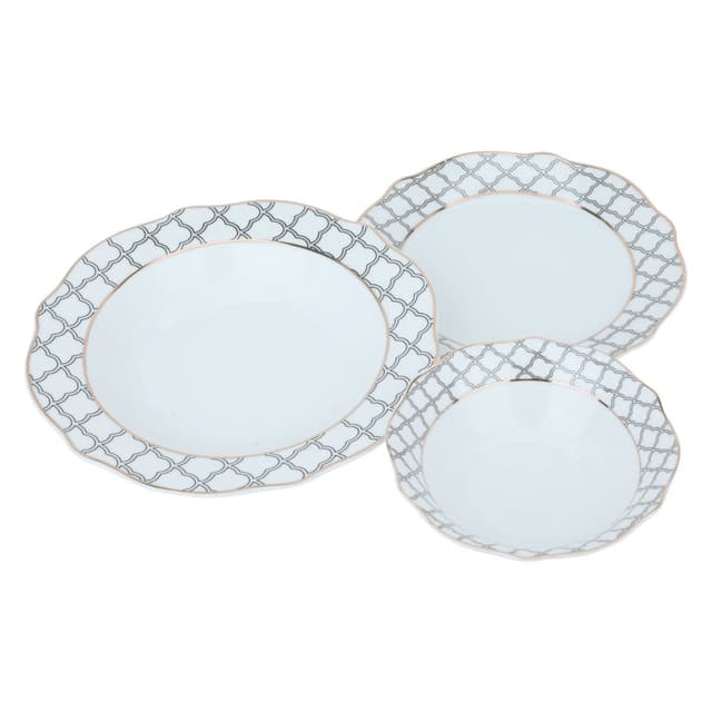 Al Saif Gallery White Embossed Porcelain Dining Set 65 Pieces | Jomla.ae