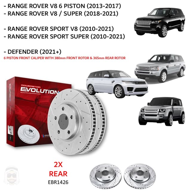 Land Rover - Rear Drilled and Slotted Brake Disc Rotors by PowerStop ...