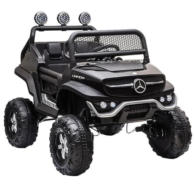 Myts 12Volts UTV Mercedes-Benz Unimog Lights Ride-On Car - Black | Jomla.ae