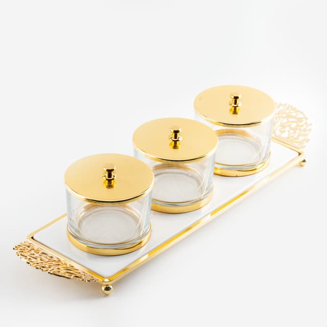 Otantik Sweet Items nuts serving set 3 bowls - white | Jomla.ae