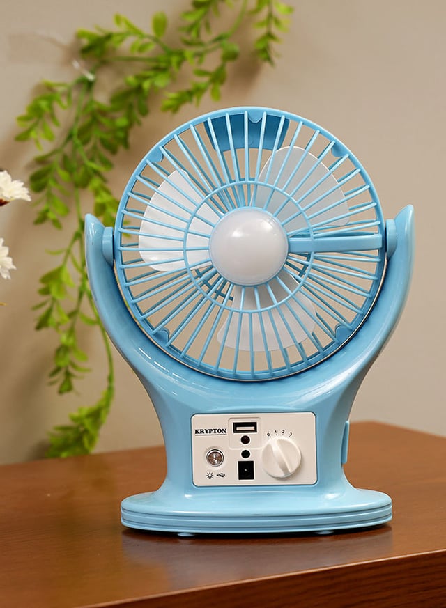 Order Krypton Rechargeable Fan With LED 2.4 W KNF6061 F Blue/White Now ...