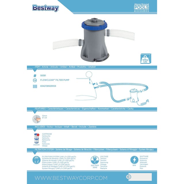 Order Bestway - Flowclear Filter Pump 330Gal Now! | Jomla.ae